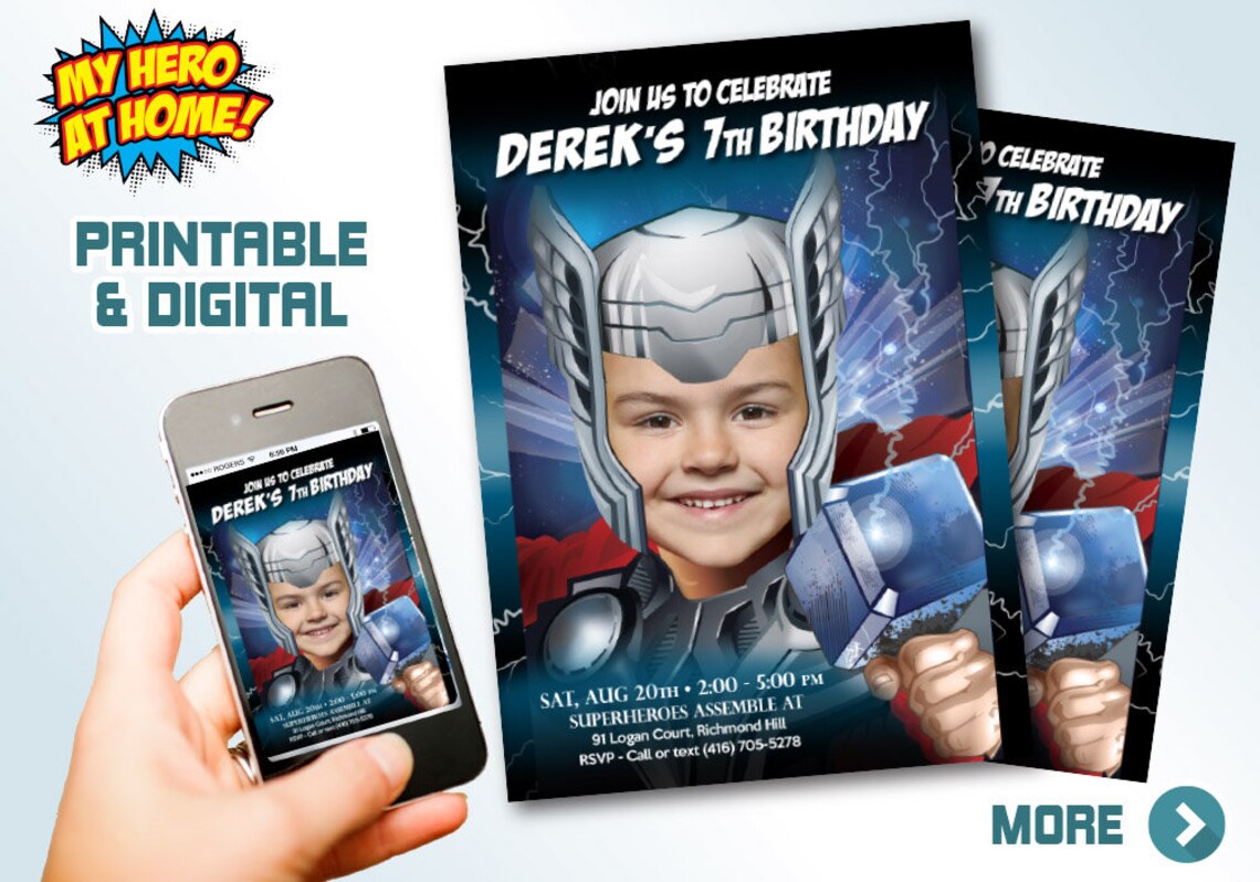 Thor Invitation Thor Birthday Invitation Thor Theme Party - Etsy