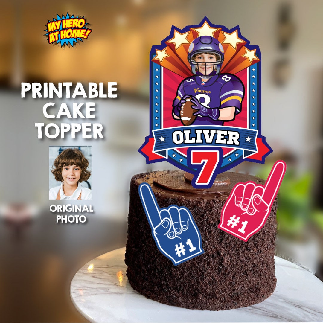 Football Cake Topper With Photo of Your Kid, Personalized Printable ...
