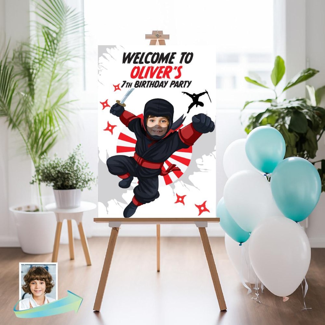 Personalized Ninja Welcome Sign With Photo, Ninja Party Welcome, Ninja ...