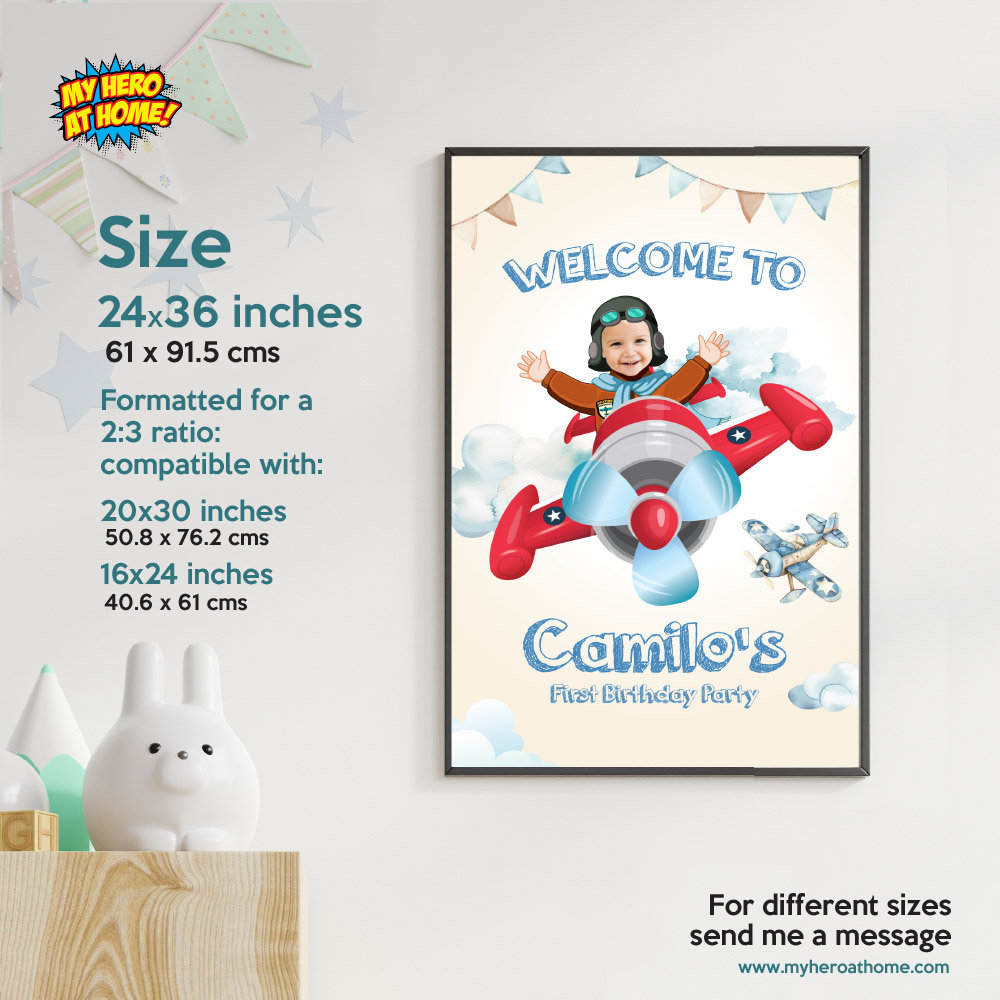 Airplane Welcome Sign With Photo, Airplane Vintage Welcome Sign ...