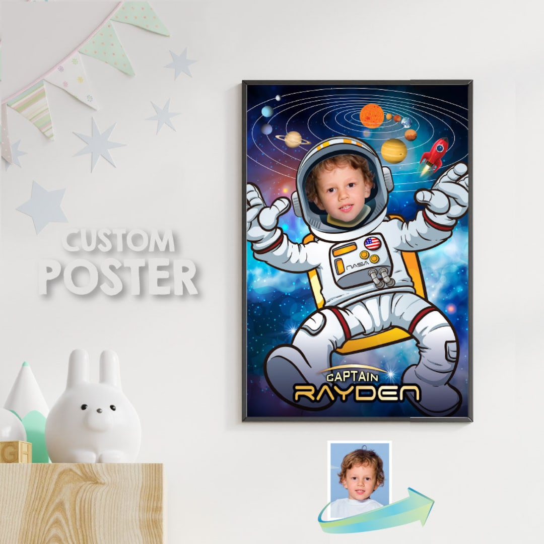 Astronaut Poster With Photo, Custom Astronaut Gifts, Astronaut Decor ...
