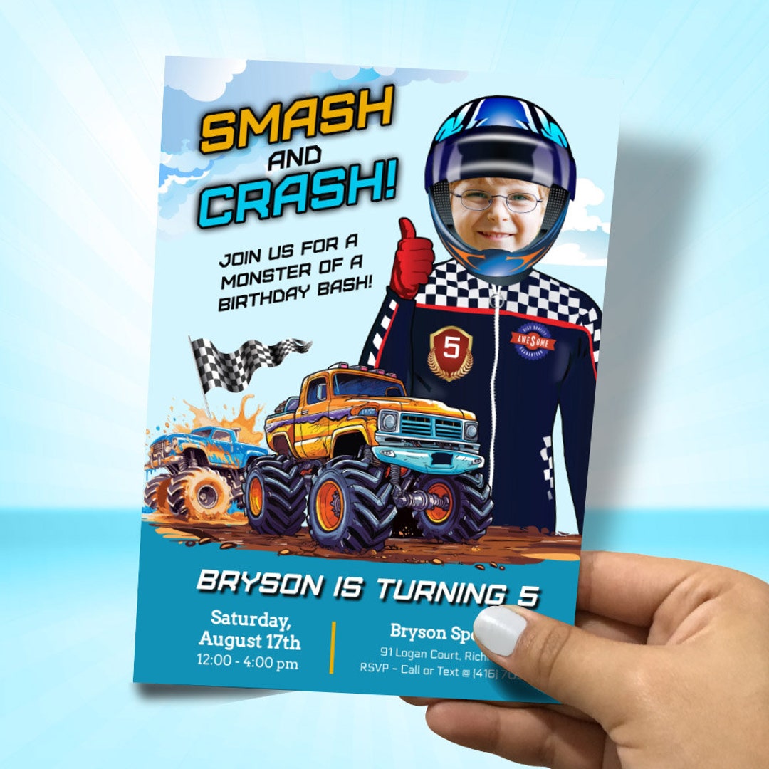 Editable Monster Truck Invitation, Monster Truck Birthday Party ...