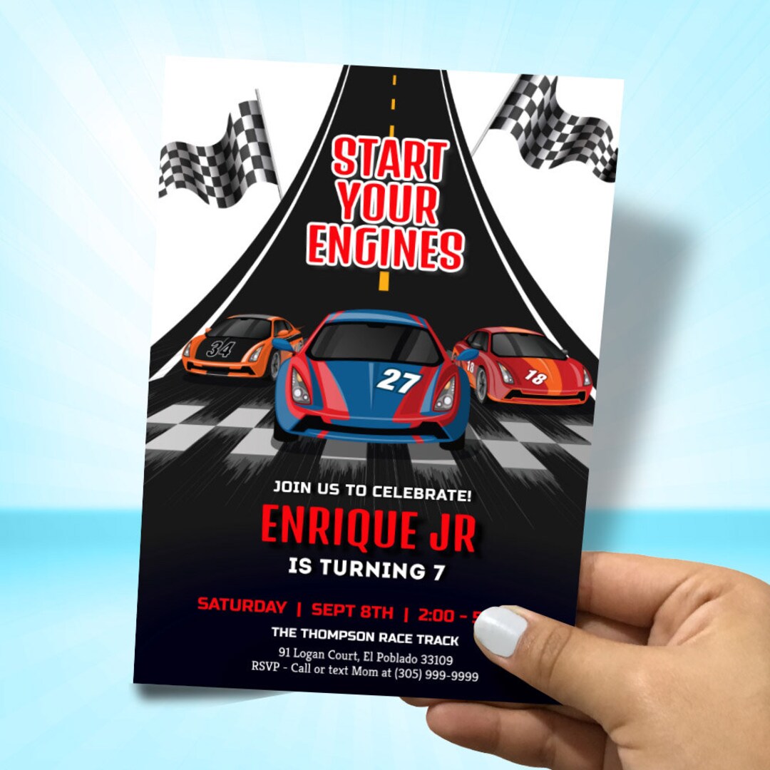 DIY Race Car Bday Party Invitation Template, Race Car Flyer Instant ...