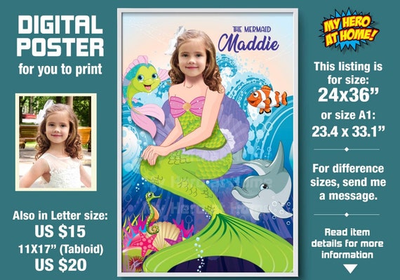 Mermaid Poster Mermaid Decor Mermaid Wall Little Mermaid - Etsy