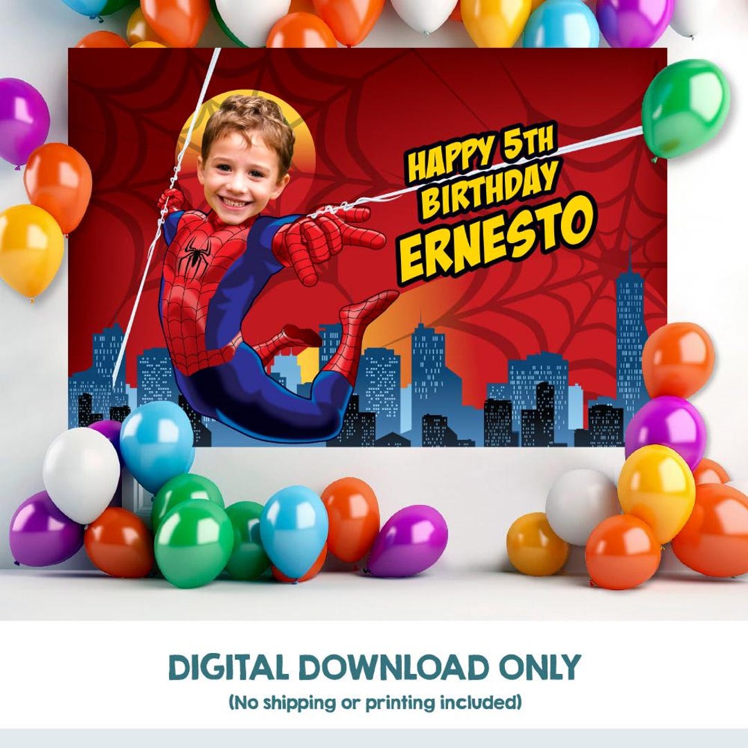 Spider-man Banner With Photo, Custom Spider-man Birthday Backdrop ...