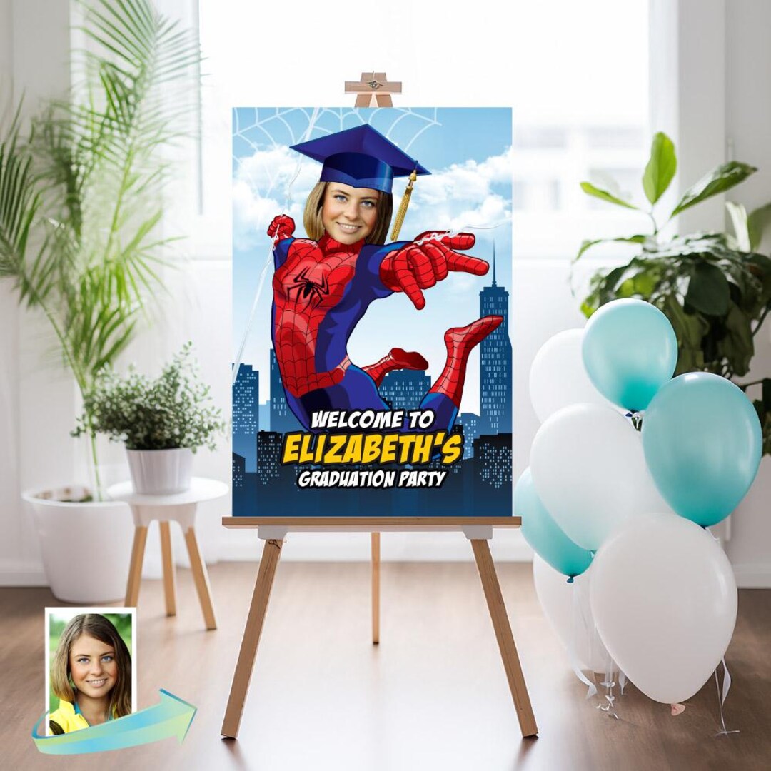 Custom Spider Woman Graduation Party Welcome Sign With Photo ...