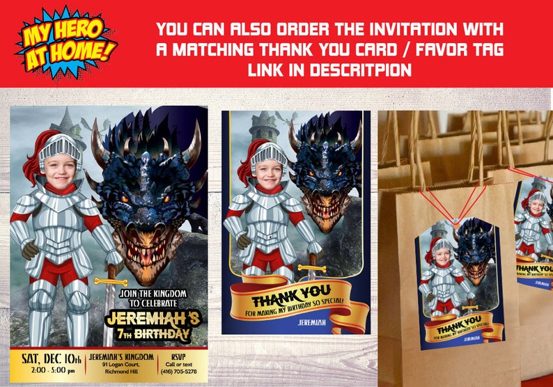 Medieval Knight Photo Invitation, Medieval Theme Party, Dragons Party ...
