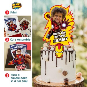 Iron Man Cake Topper With Photo, Iron Man Printable Cake Topper, Iron ...