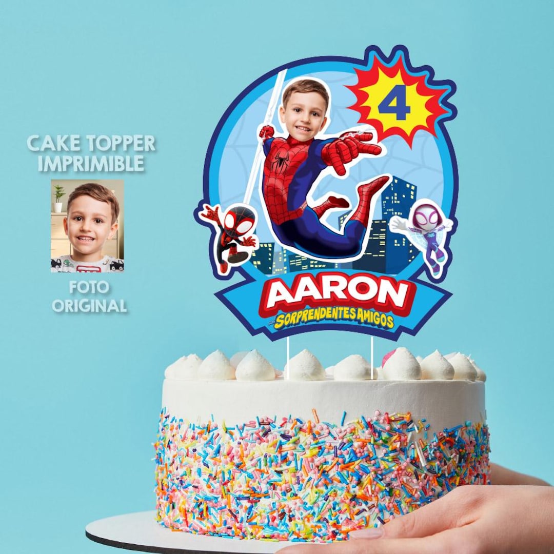 Spidey Cake Topper Con Foto, Cake Topper De Spidey, Decoracion Torta ...