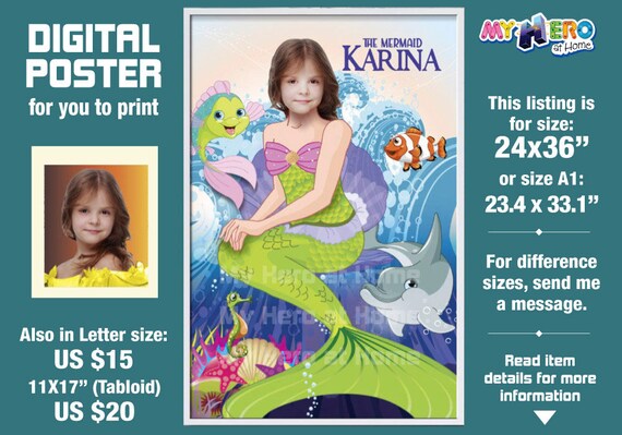 Little Mermaid Poster, Mermaid Poster, Mermaid Decor, Mermaid Wall ...