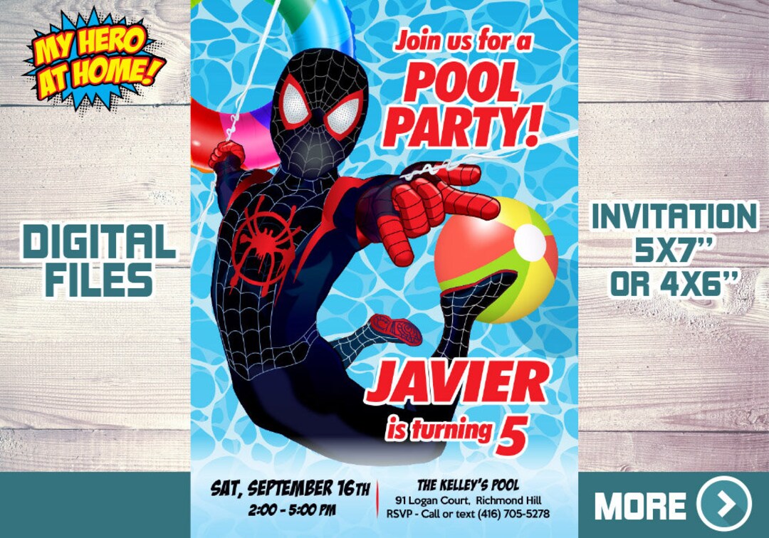 Miles Morales Pool Party Invitation Miles Morales Splash - Etsy