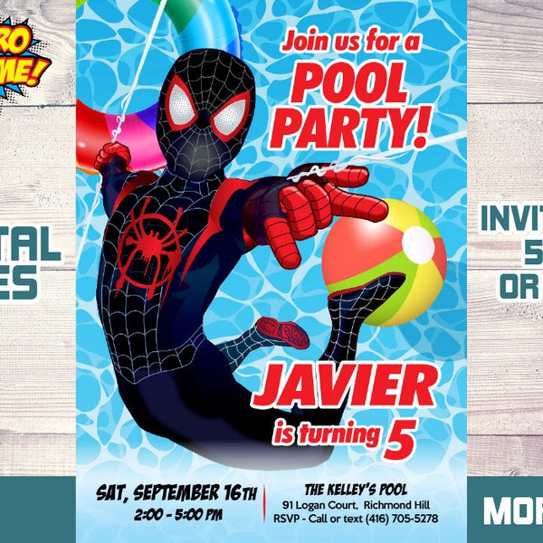 Spiderman Invitation Pool Party - Etsy