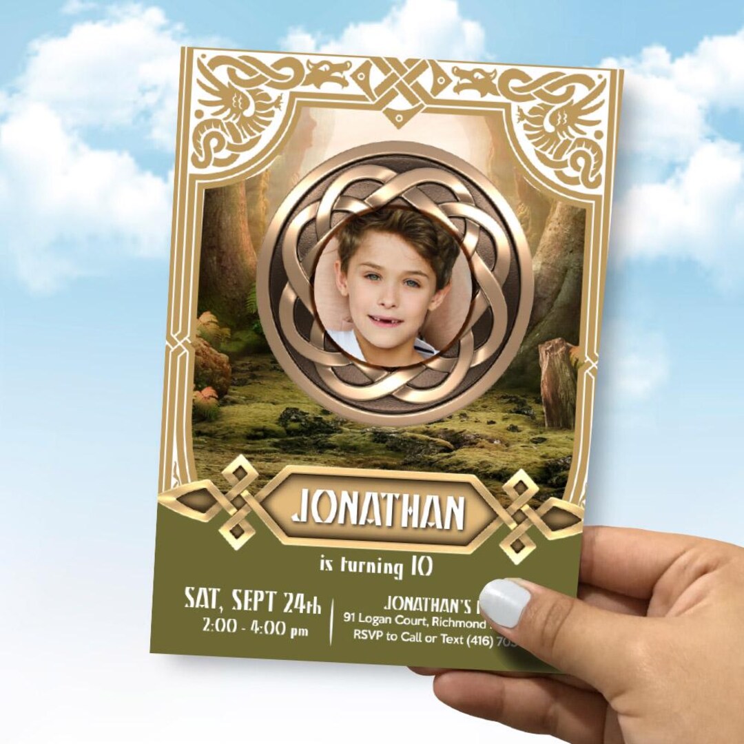 Celtic Mythology Birthday Invitation With Photo, Celtic Mythology Party ...