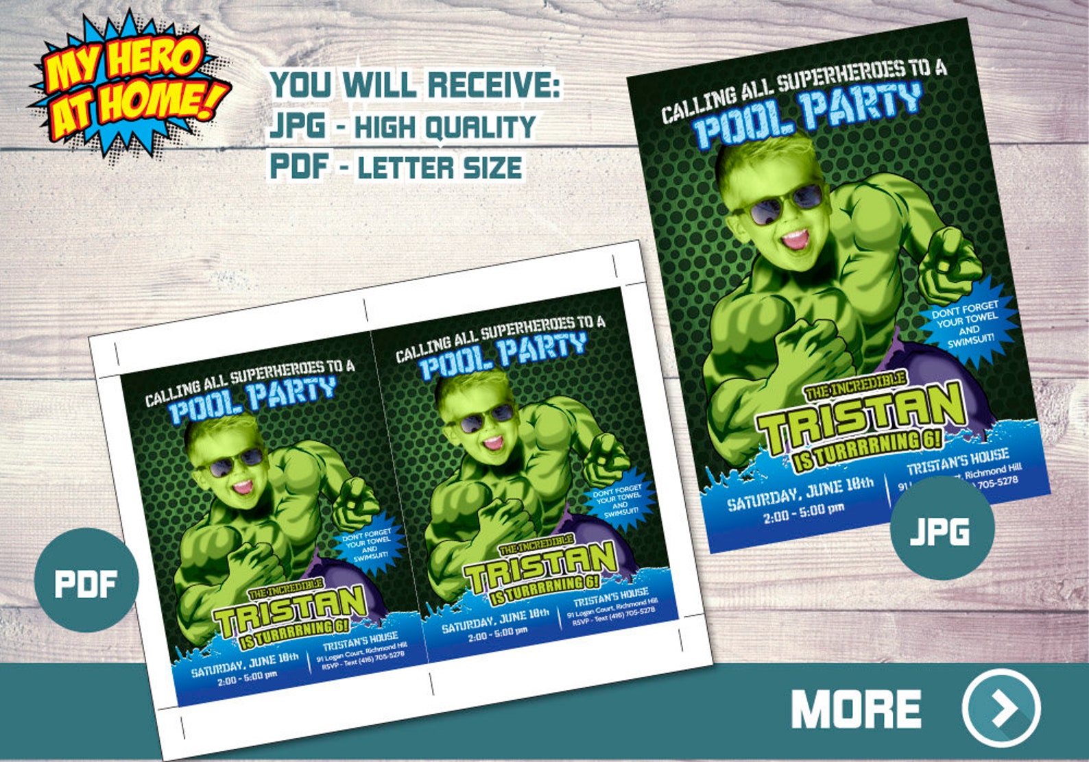 Hulk Pool Party Invitation Hulk Pool Party Birthday Hulk - Etsy Canada