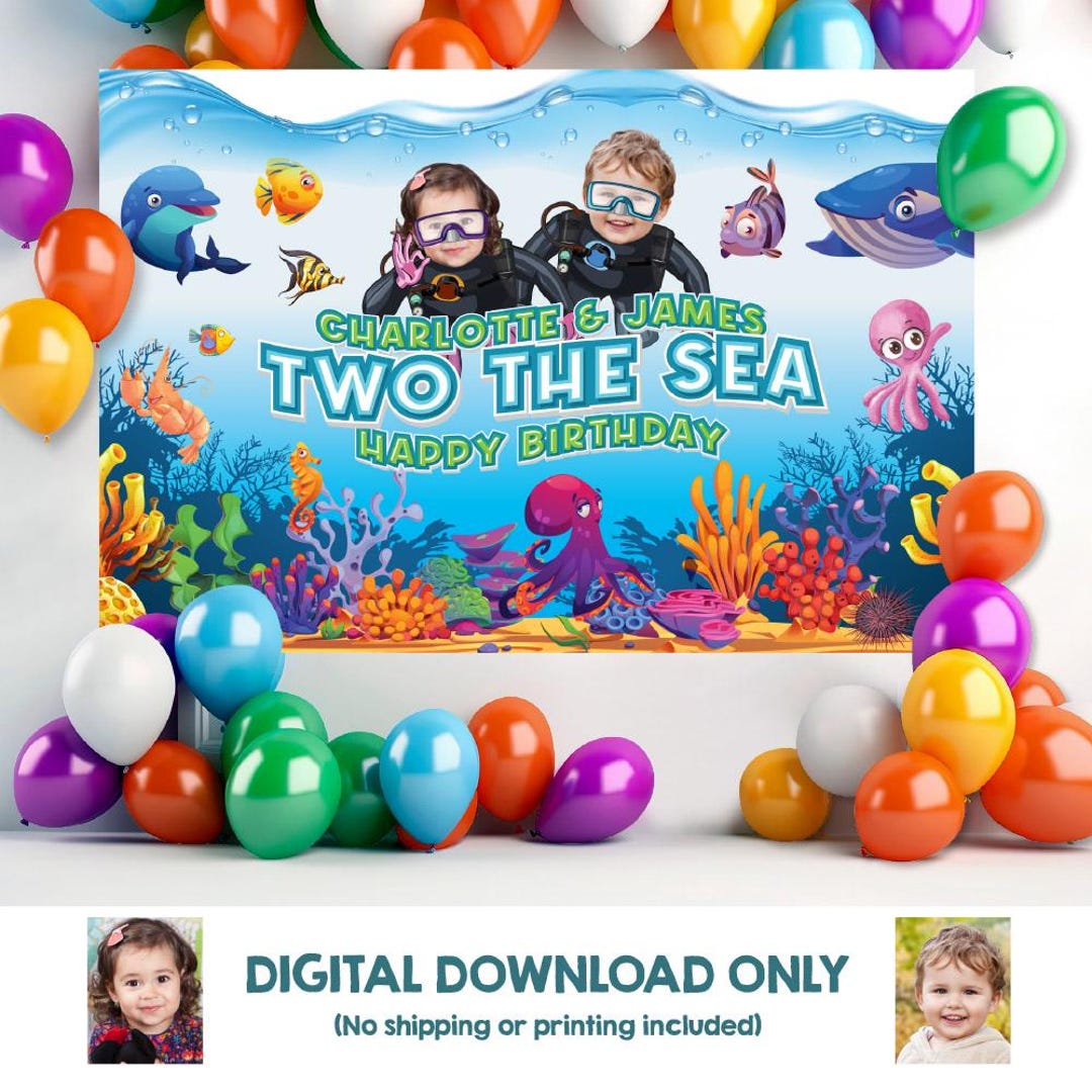 Under the Sea Siblings Banner With Photos, Personalized Under the Sea ...