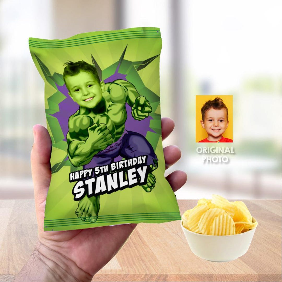 Hulk Chip Bags Party Favors, Hulk Chip Bag Wrapper, Custom Hulk Chip ...