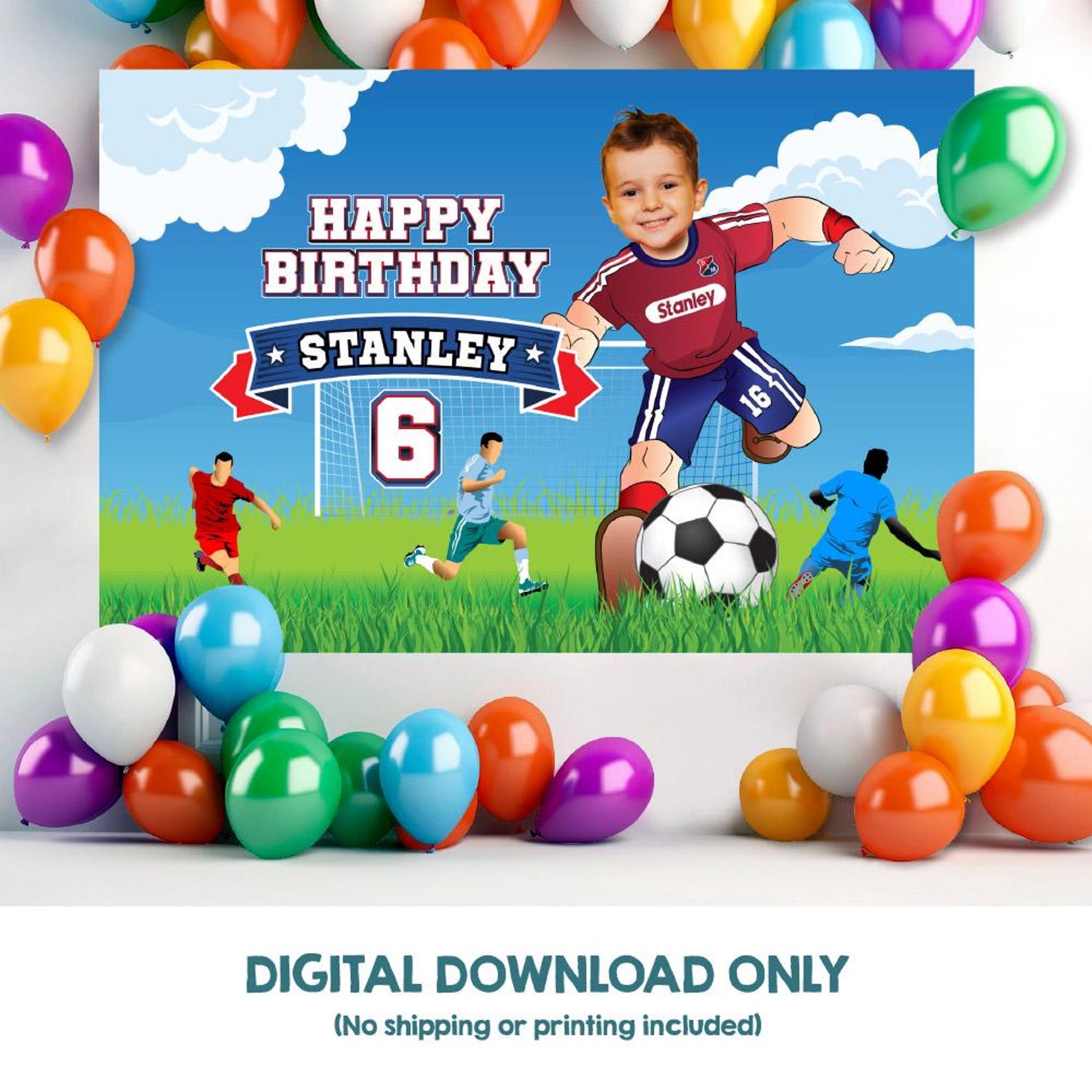 Soccer Backdrop With Photo, Telon Futbol Cumpleaños, Futbol Banner ...