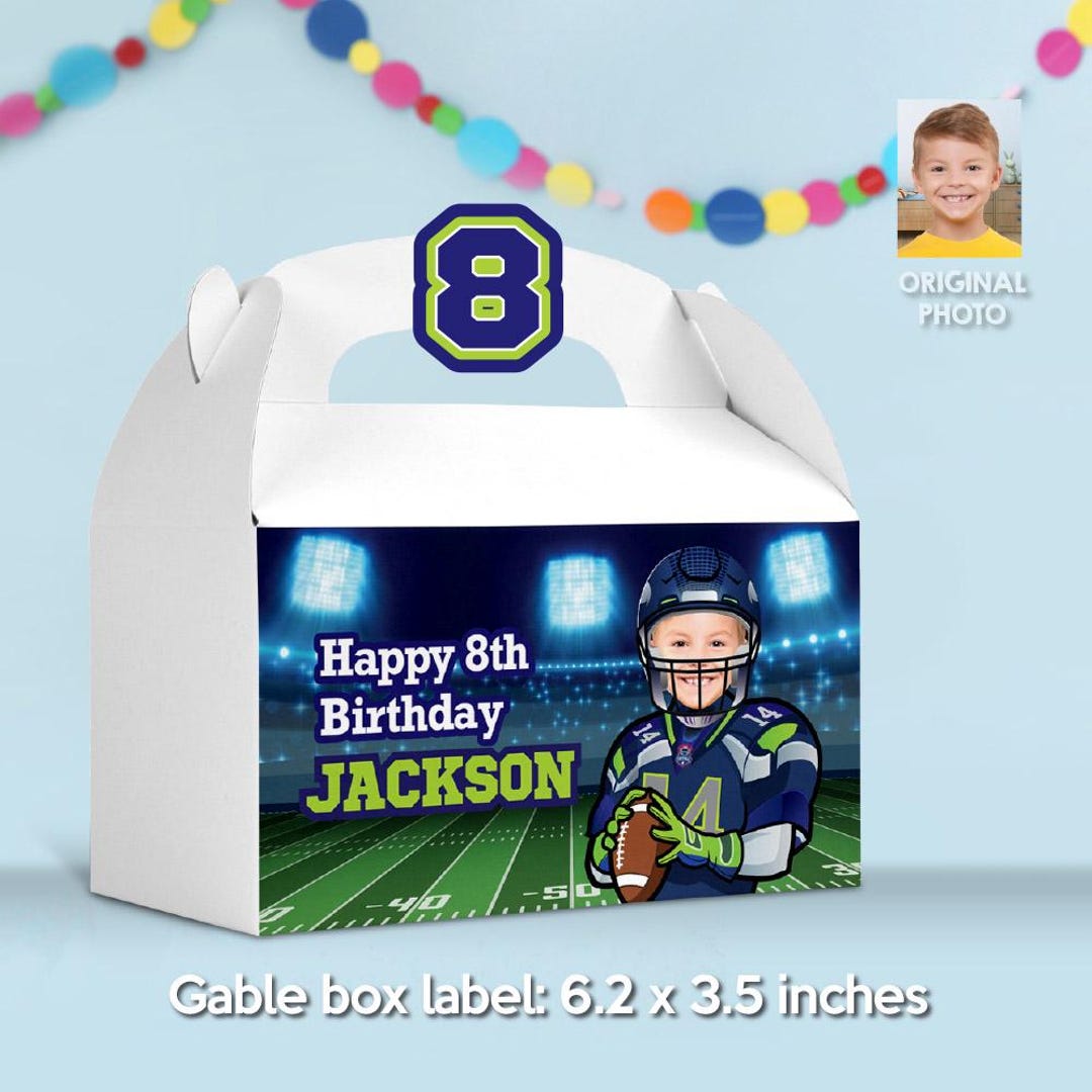 Football Seahawks Gable Box With Photo, Gift Boxes Party Favors Themed ...