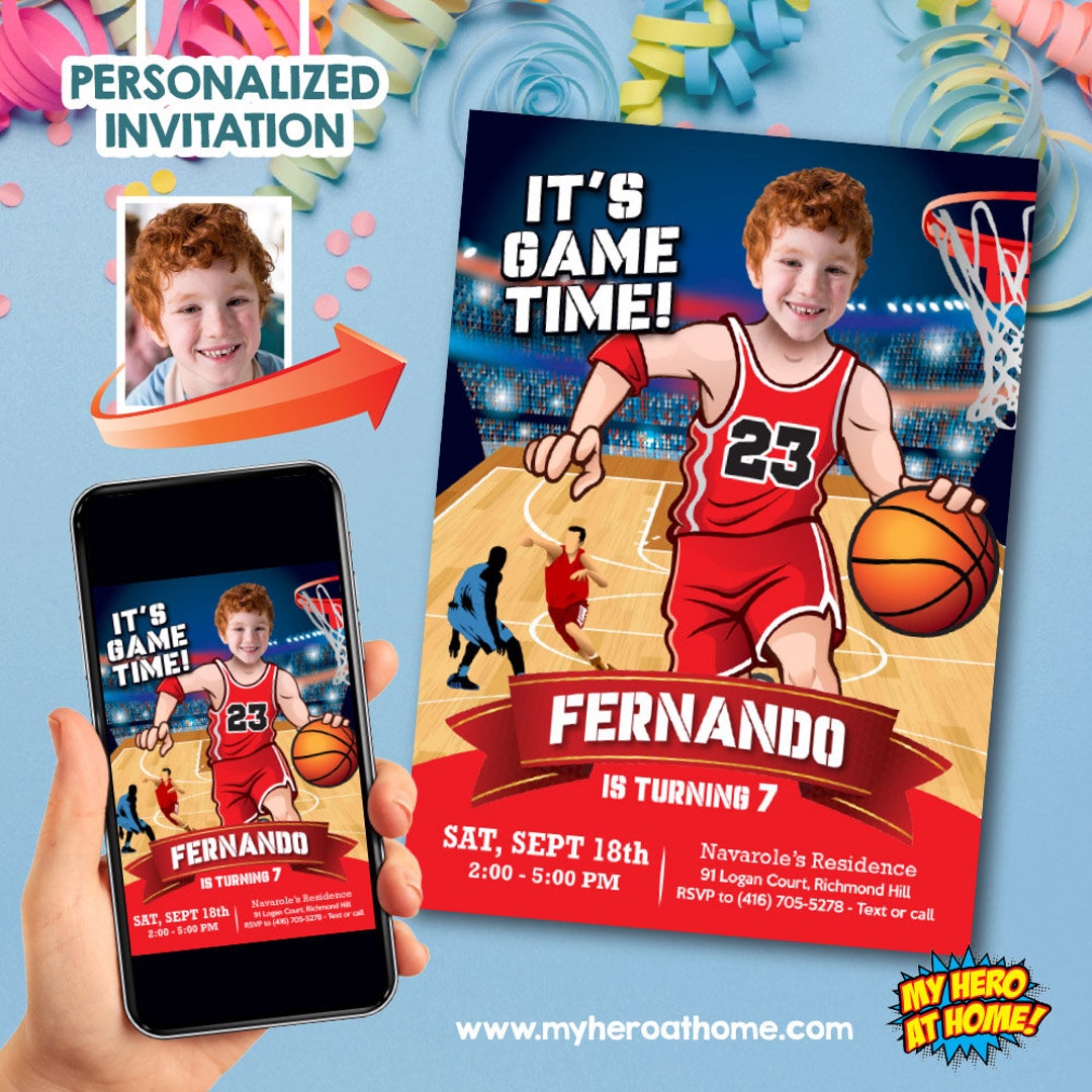 Basketball Invitation With Photo, Basketball Party Invitation ...