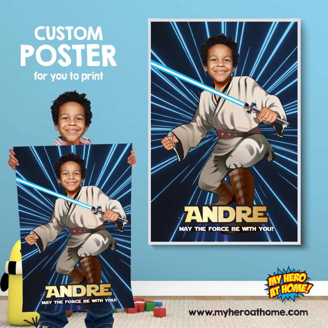 Personalized Star Wars Poster With Photo, Custom Jedi Gift, Jedi Poster ...