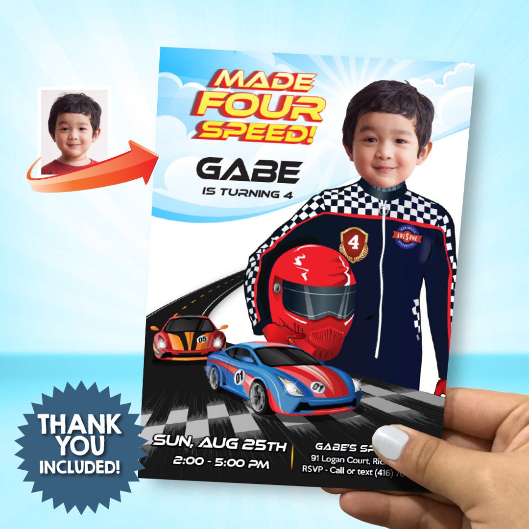 Race Car Party Invitation With Photo, Racing Car Flyer Invitation ...