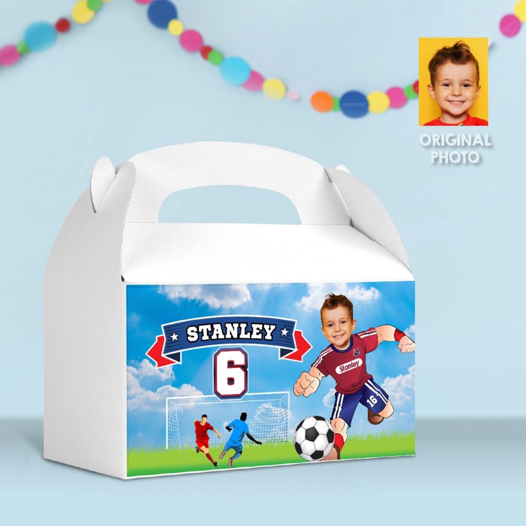 Personalized Futbol Gable Box Label, Soccer Candy Box With Photo ...