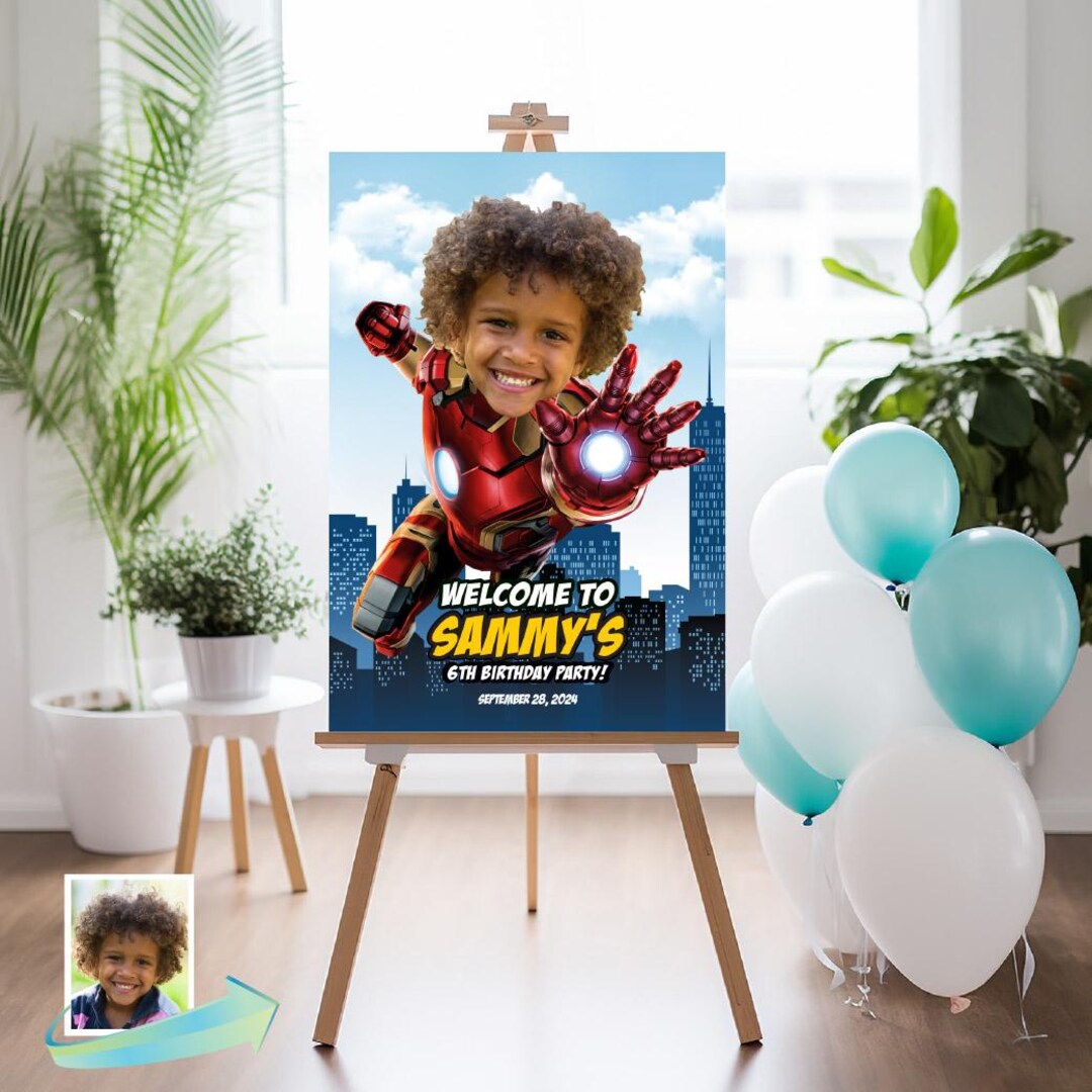 Iron Man Welcome Sign With Photo, Iron Man Welcome Party, Iron Man ...