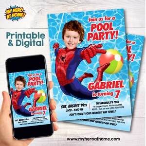 Spider-man Pool Party Invitation Template, Spider-man Invitation With ...