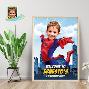 Spider-man Welcome Sign With Photo, Spider-man Welcome Party, Spider ...