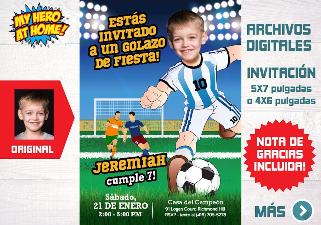 Invitación De Fútbol Con Foto, Invitación Personalizada De Futbol ...