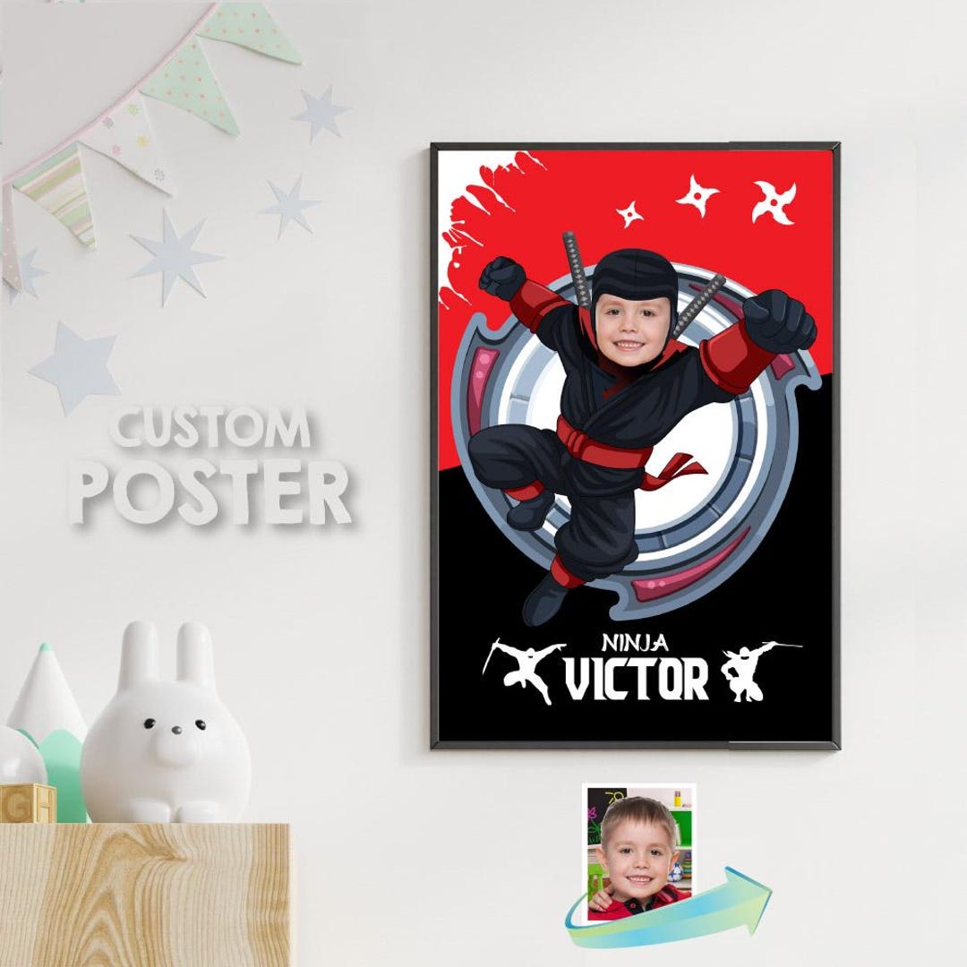 Custom Ninja Poster With Your Kid as the Star, Martial Art Kids Gifts ...