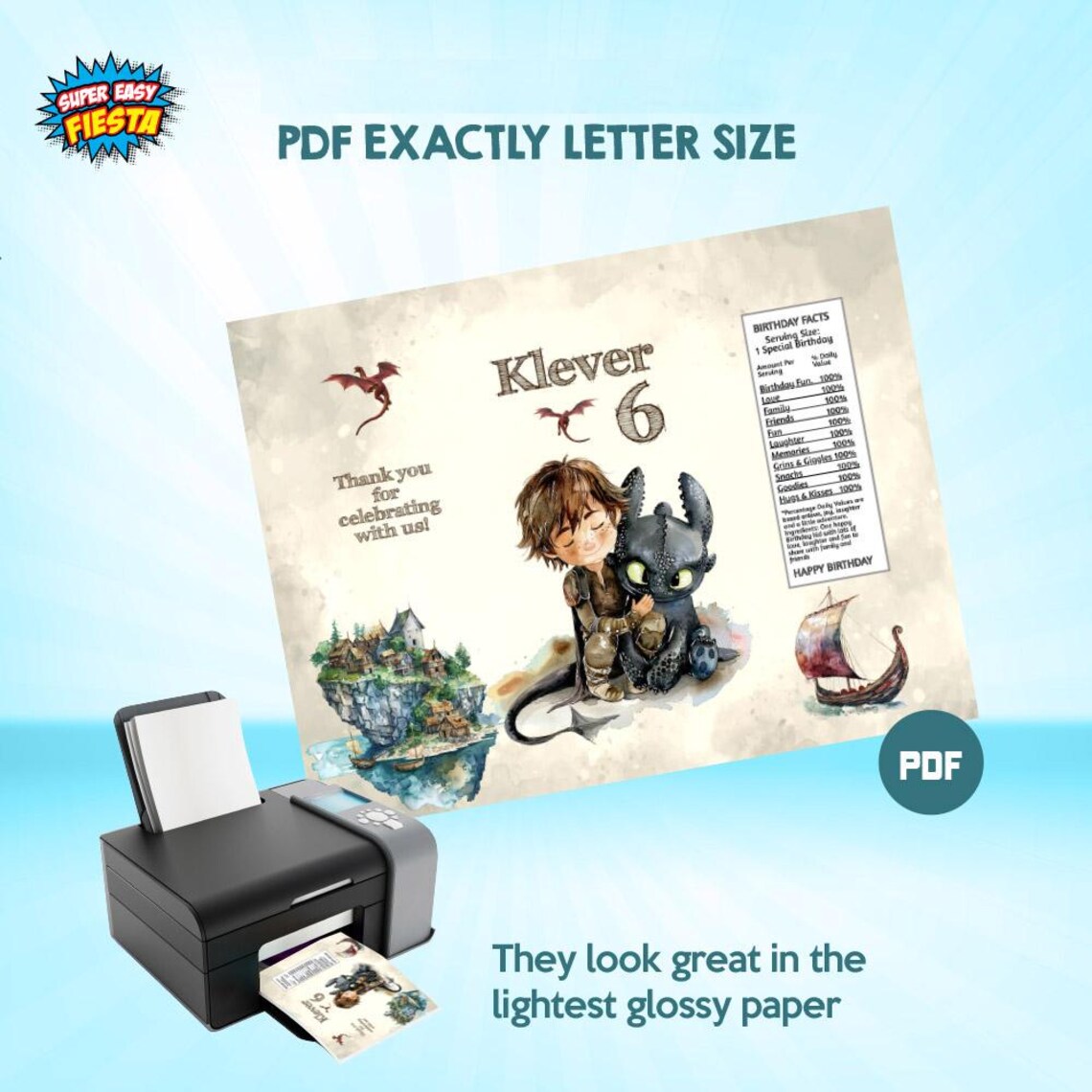 Custom Hiccup and Toothless Chip Bag, Little Viking and Dragon Birthday ...