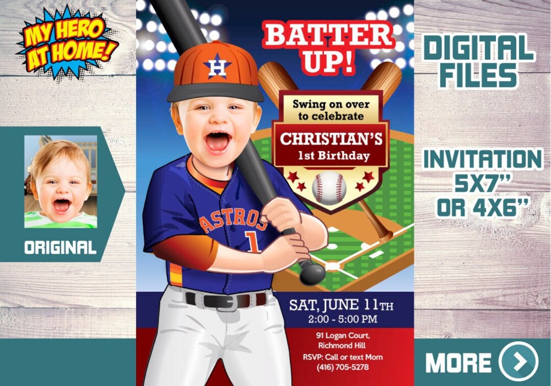 Baseball Birthday Invitation, Astros Birthday Invitation, Baseball ...