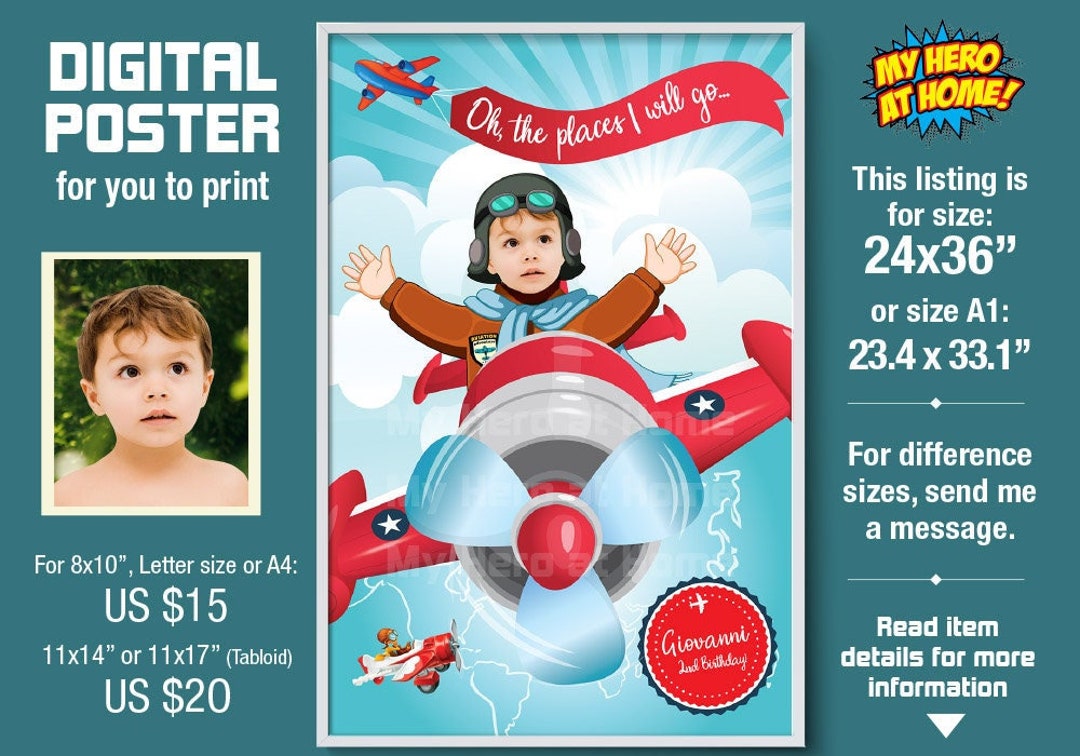 Custom Airplane Poster, Personalized Airplane Decoration, Airplane Room ...