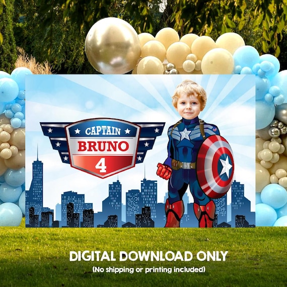 Captain America Birthday Banner Print