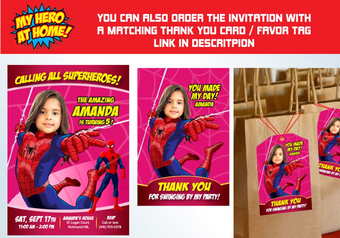 Spider-girl Birthday Invitation Spider-woman Birthday - Etsy