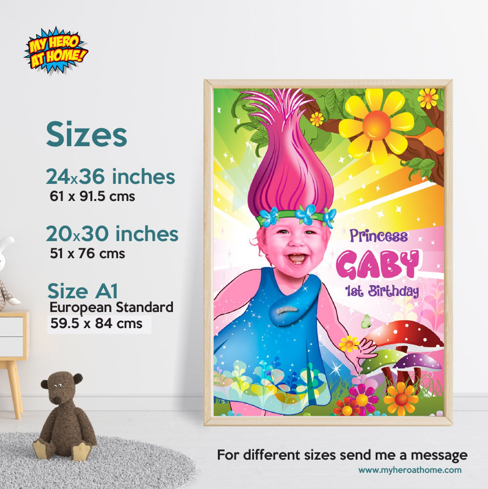 Custom Trolls Poster With Your Girl as a Princess Poppy (printable ...