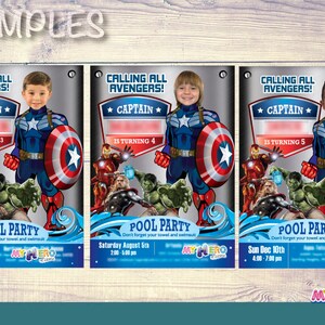 Captain America Pool Party Invitation, Capt America Pool Party Template ...