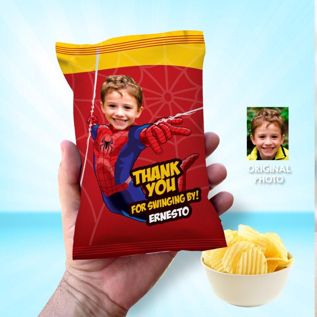 Spider-man Chip Bags Party Favors, Spider-man Chip Bag Wrapper, Custom ...