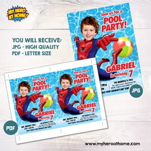 Spider-man Pool Party Invitation Template, Spider-man Invitation With ...
