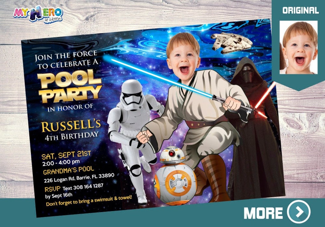 Star Wars Pool Party Invitation, Pool Party Star Wars, Jedi Pool Party ...