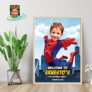 Spider-man Welcome Sign With Photo, Spider-man Welcome Party, Spider ...