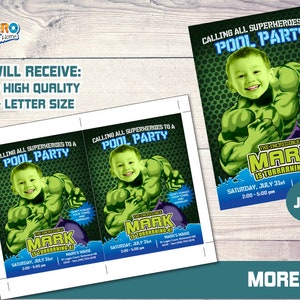 Hulk Pool Party Invitation Hulk Pool Party Birthday Hulk | Etsy Canada