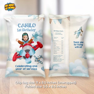 Airplane Chip Bag Wrapper With Photo, Custom Airplane Chip Bag, Custom ...
