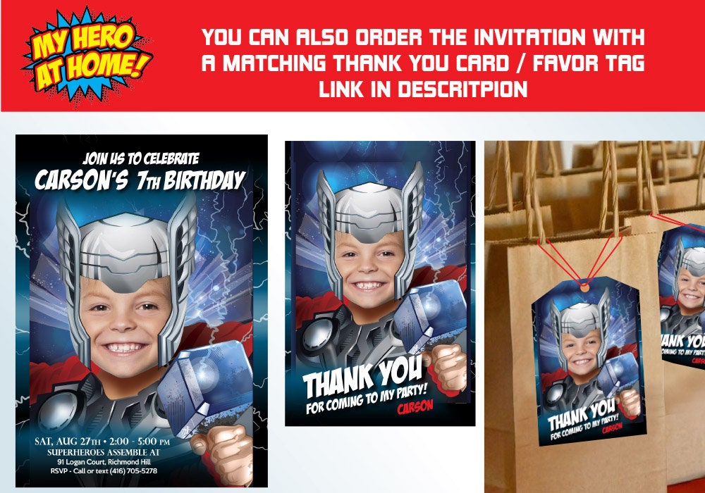 Thor Invitation Thor Birthday Invitation Thor Theme Party - Etsy
