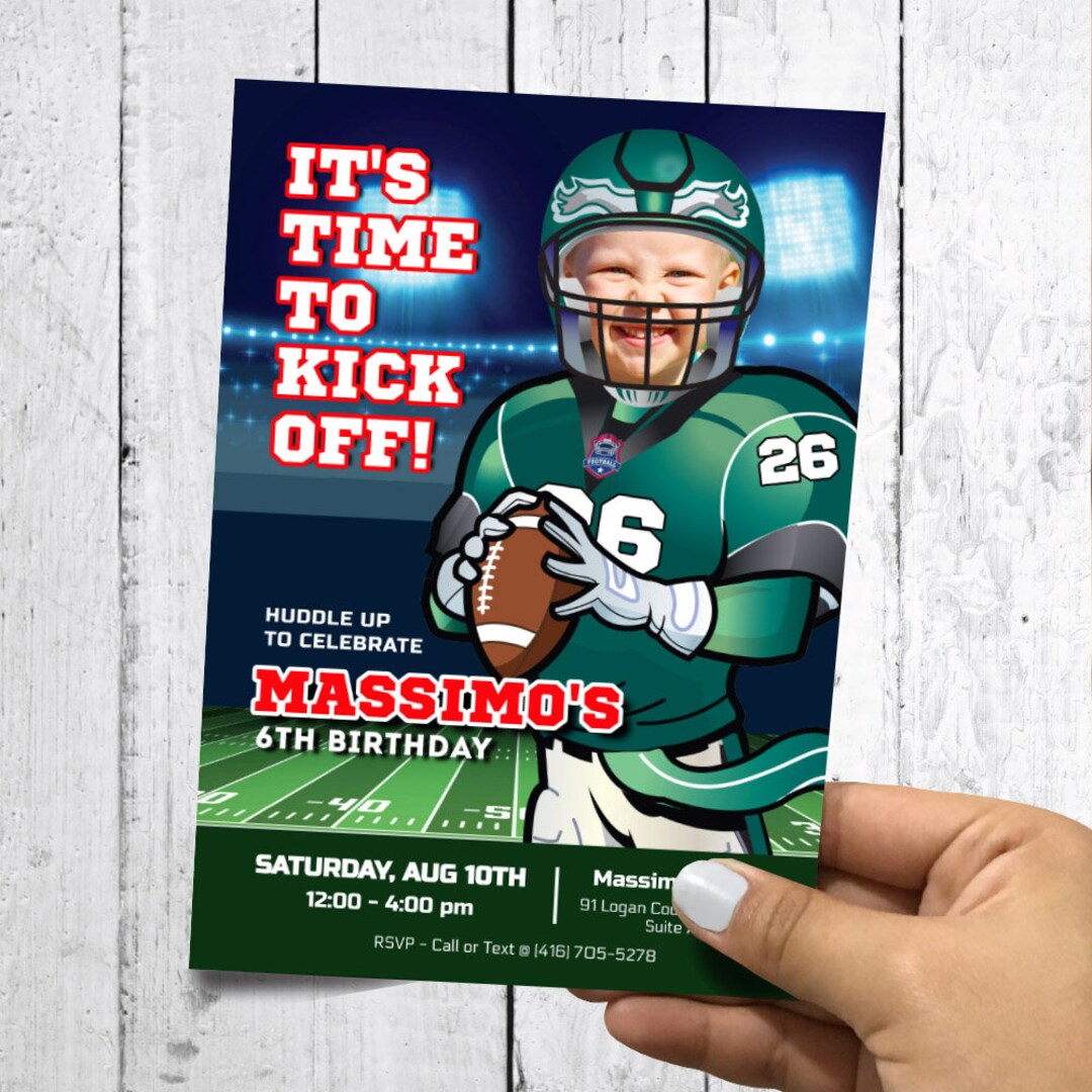 Editable Football Birthday Flyer, Editable Eagles Online Invitation ...
