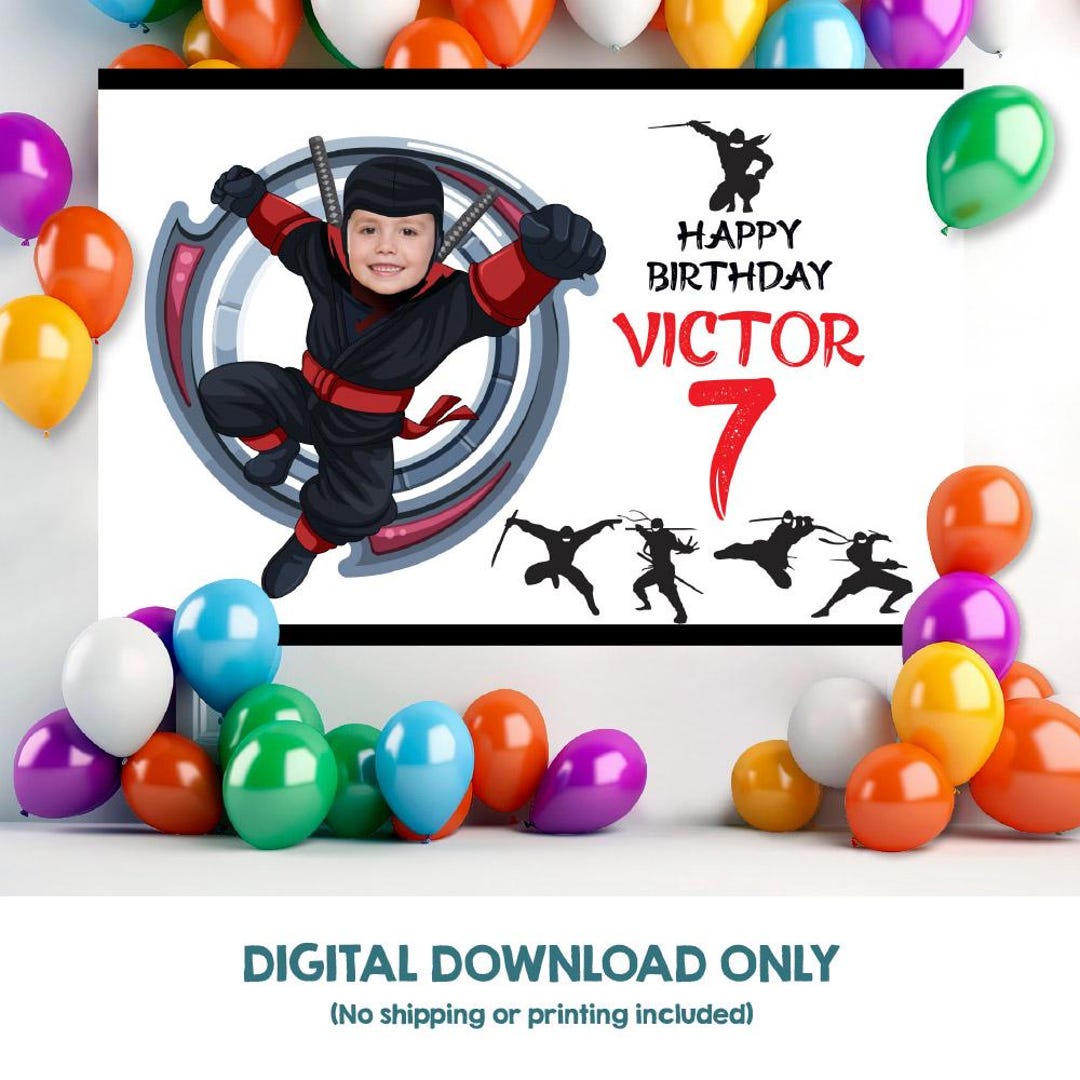 Ninja Party Backdrop With Photo, Ninja Birthday Backdrop, Karate Ninja ...