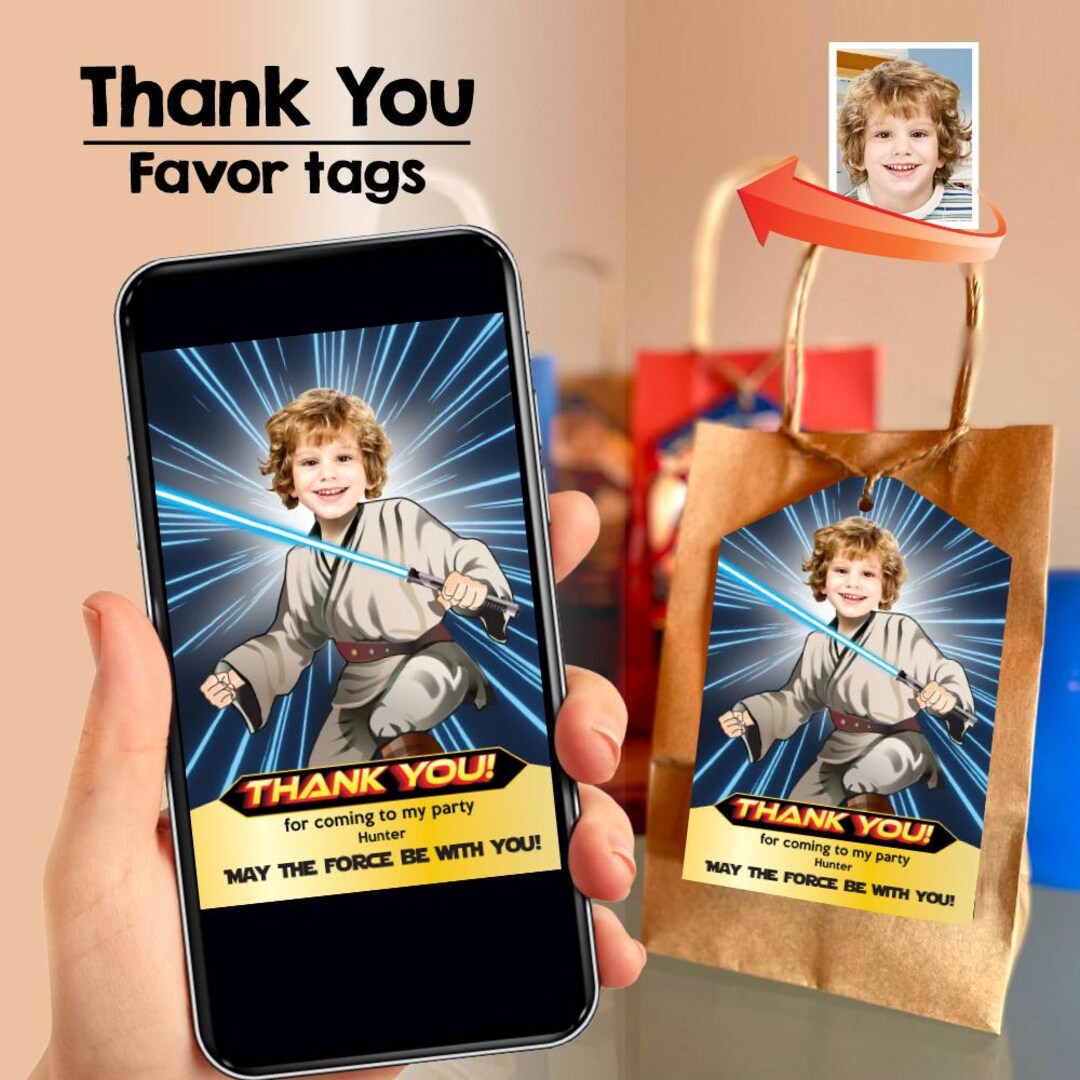 May the Fourth Thank You, May the 4th Favor Tags, Jedi Birthday Thank ...