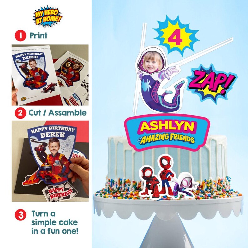 Printable Ghost Spidey Cake Topper With Birthday Girl as Gwen Stacy ...