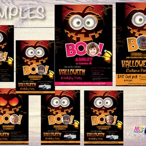 Minions Halloween Boo Birthday Party Invitation With Photo (digital and ...